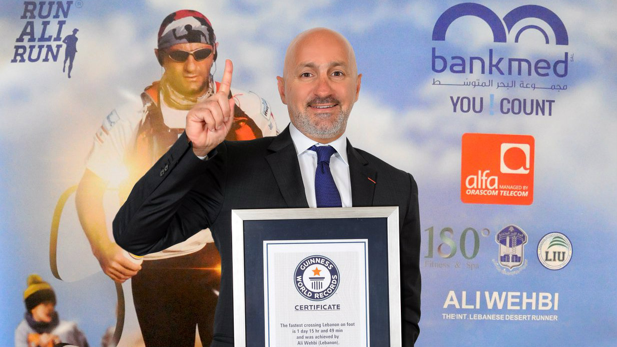 Lebanese man sets World Record for fastest crossing of Lebanon on foot